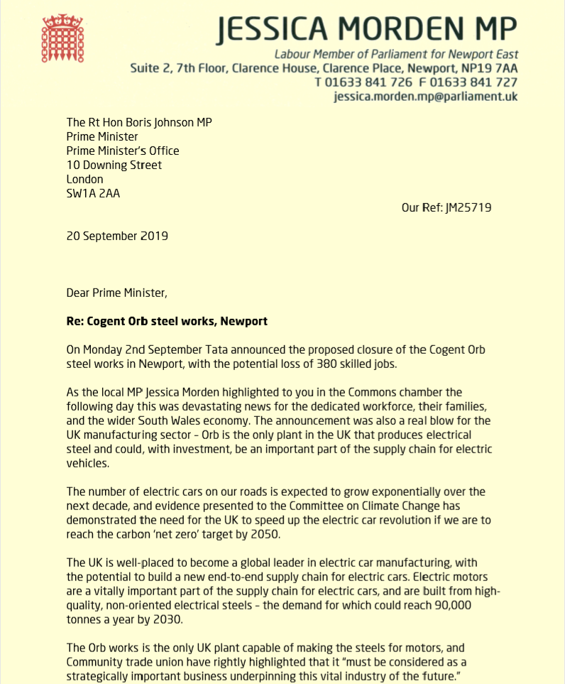 Save Orb steelworks in Newport – Nia Griffith MP